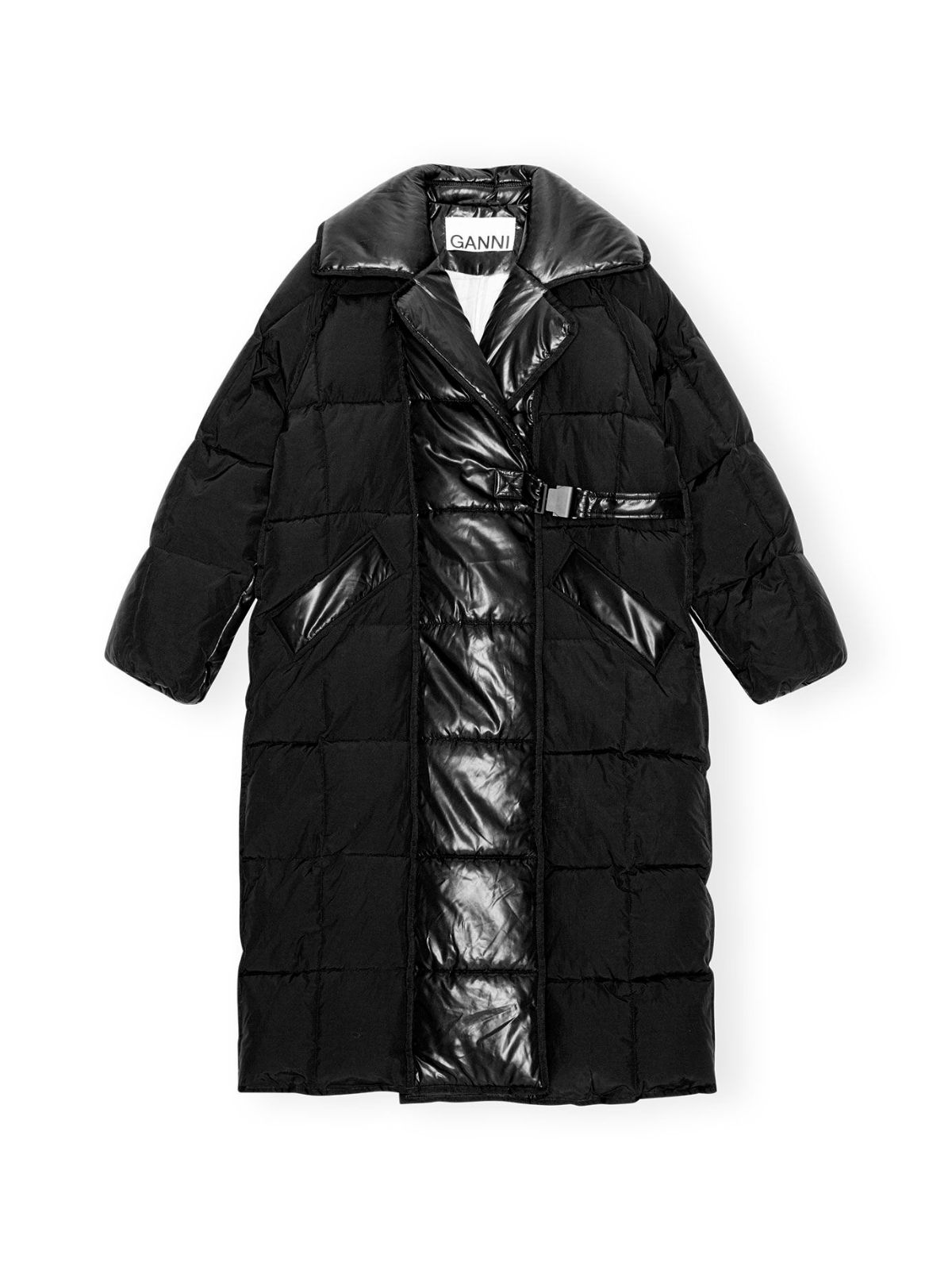 BLACK OVERSIZED MIX PUFFER JAKKE | Ganni - Shop nu > Gundtoft