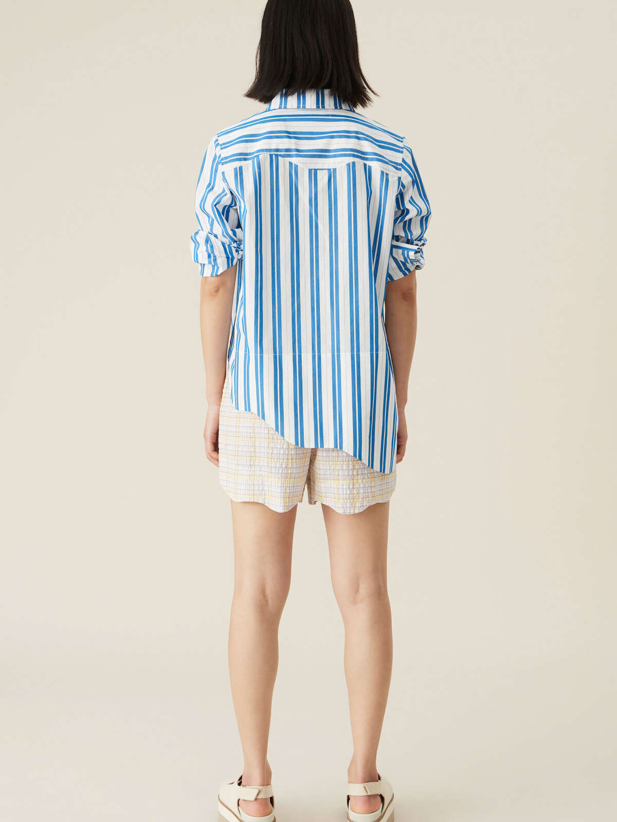 GANNI SHORTS I TERNET BÆK OG BØLGE MED BINDEBÅND